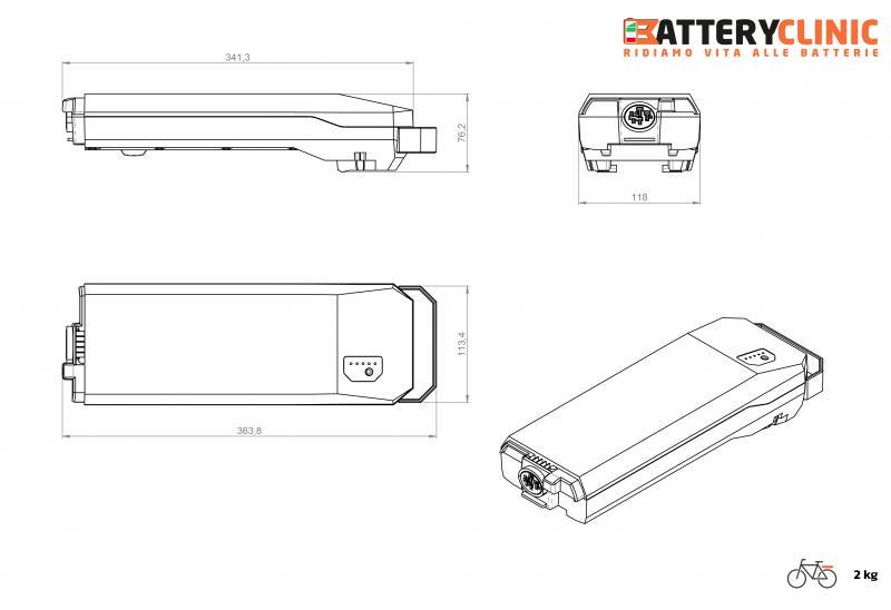 Batteria Compatibile 36V 10Ah BOSCH POWERPACK 360Wh Portapacchi